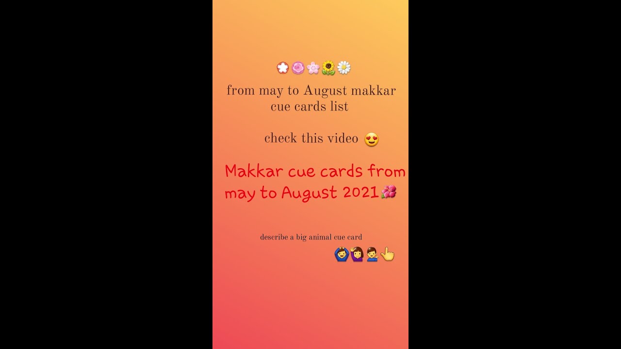 Makkar Cue Cards From May To August 2021 Describe A Big Animal New Cue Cards YouTube makkar-cue-cards-from-may-to-august-2021-describe-a-big-animal-new-cue-cards-youtube