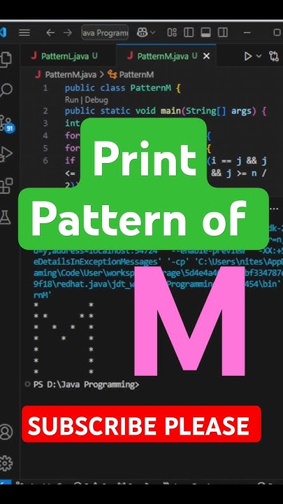 How to Print Character 'M' in Java | #shorts #java #coding #codingshorts #shortsvideo #viralcode ...