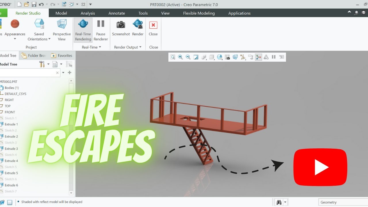Fire Escape 3D model a house tutorial3D //3DModel //3DDesign// 3DScene ...