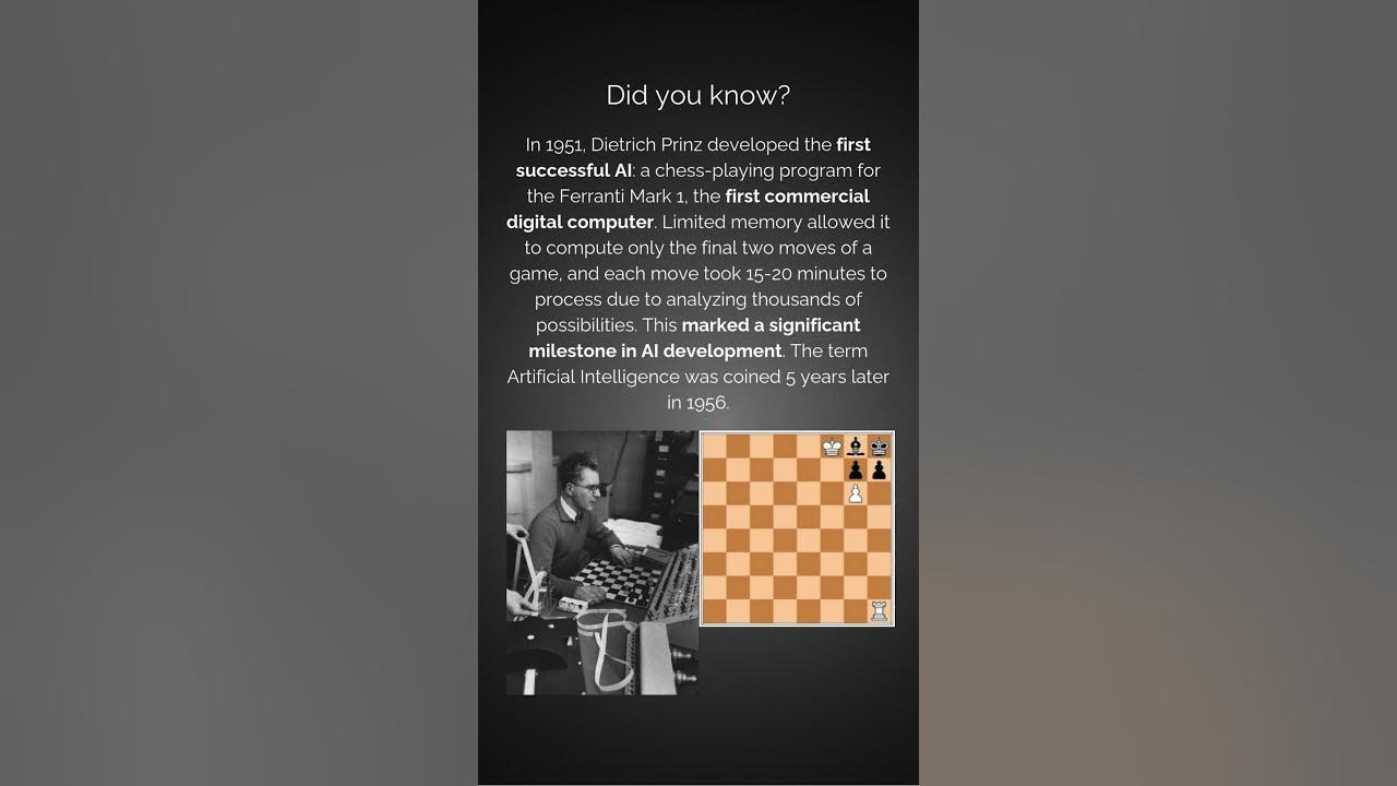 First successful artificial intelligence was a chess program created by Dietrich Prinz🤯♟️ - YouTube