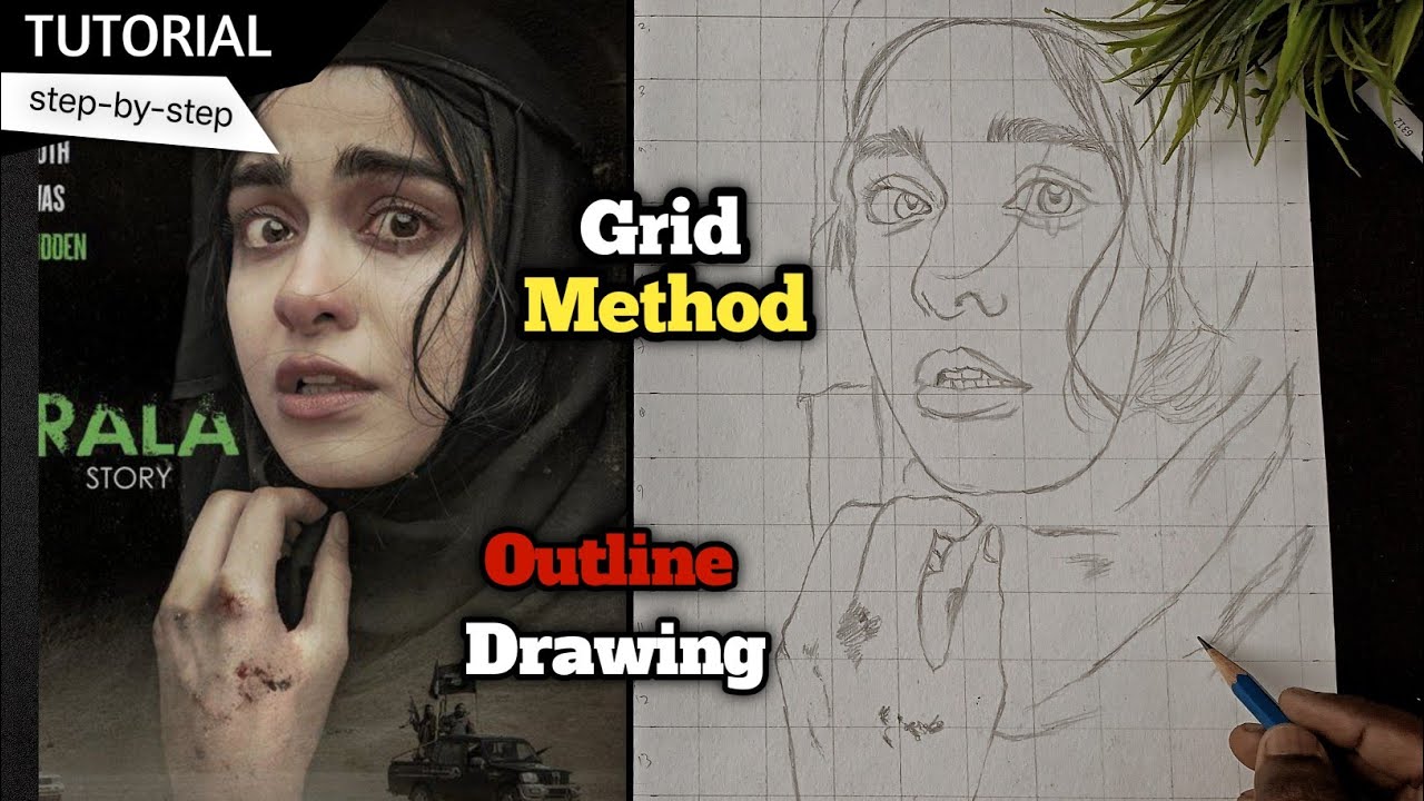 The Kerala Story | Adah Sharma Outline Drawing Tutorial | Part-1 | #tutorial - YouTube