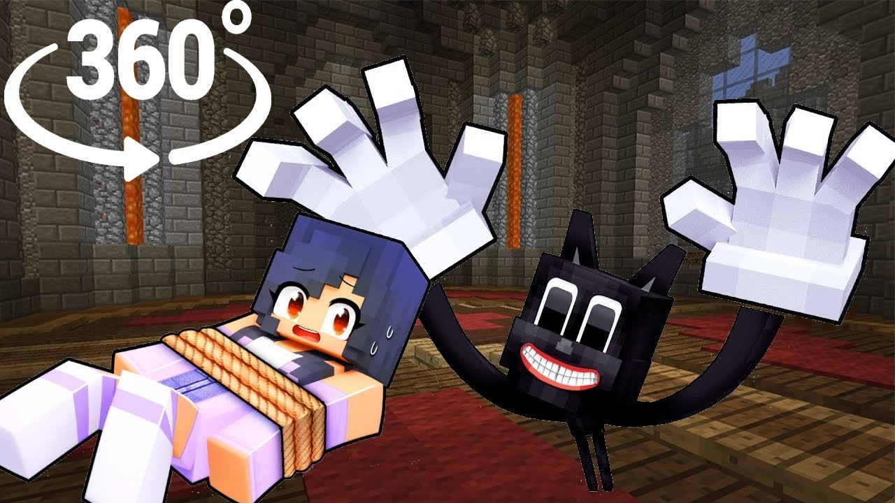 Friends saving APHMAU from CARTOON CAT in Minecraft 360° - YouTube