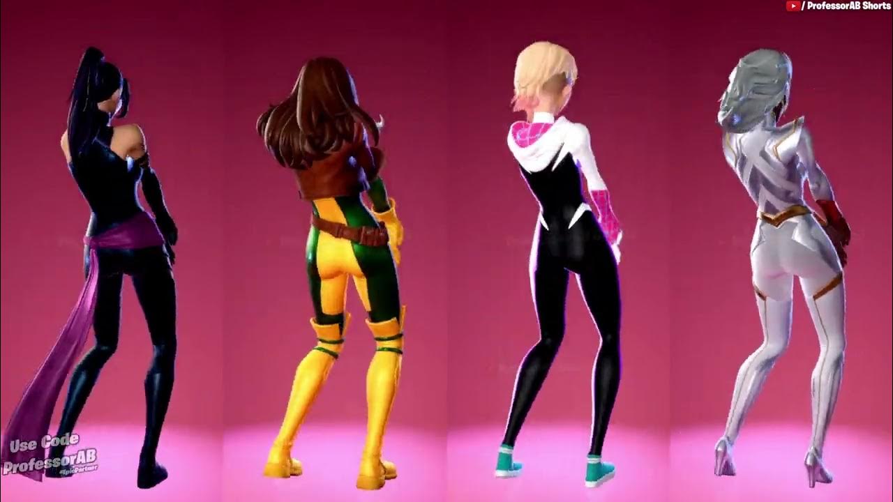 Fortnite Brite Moves Emote With Psylocke Rogue Gwen Stacy Storm Hot Girl Skins Thicc ππππ₯΅ Who