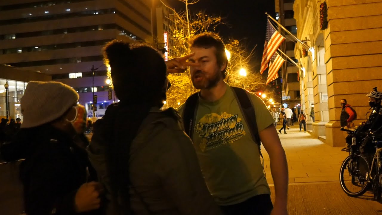 Antifa, protesters confront people without face masks in DC - YouTube