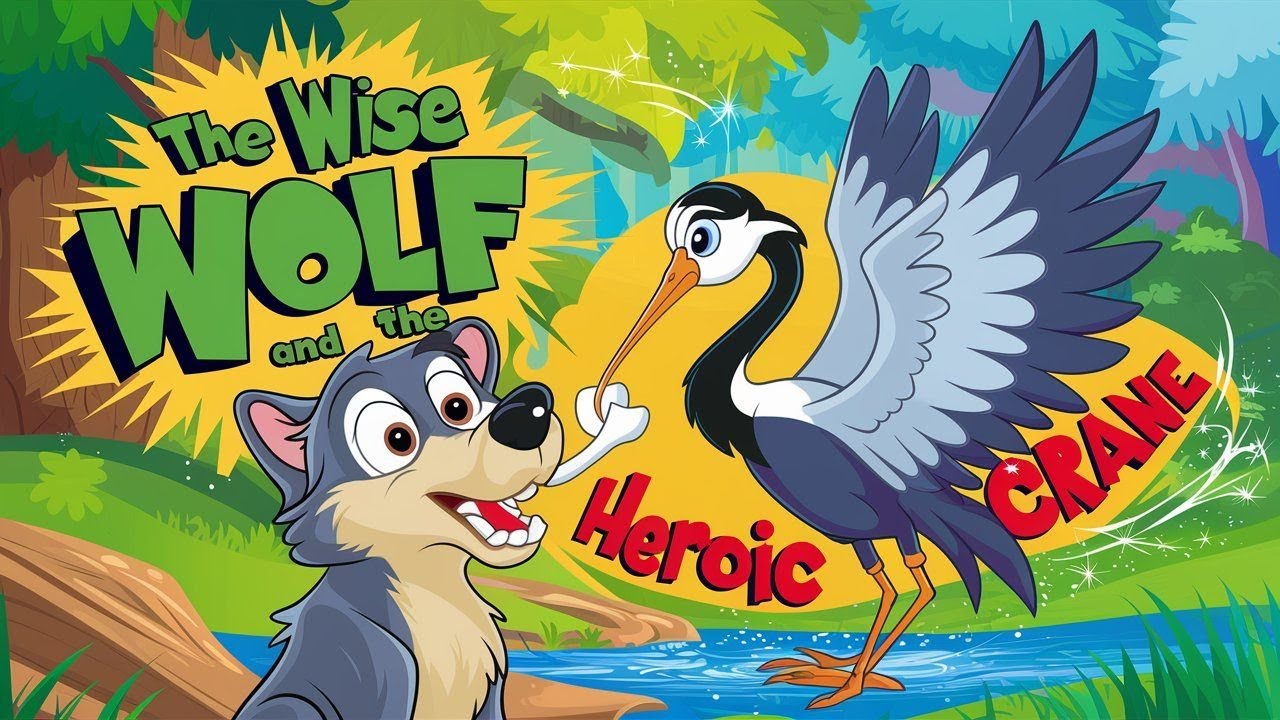 The Wise Wolf and the Helpful Crane| English Stories | Learning Stories ...