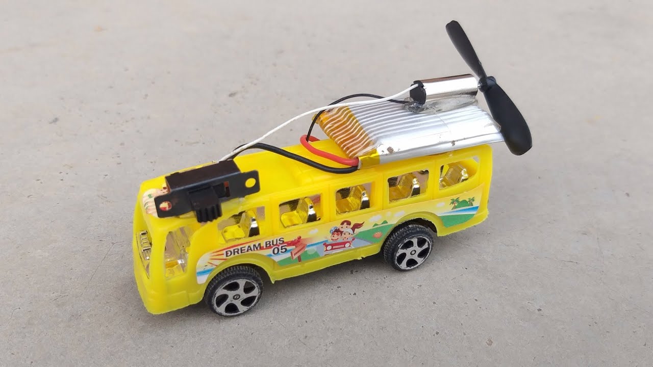 how to make a wind powered toy bus-at home || toy bus me motor lagaye ...