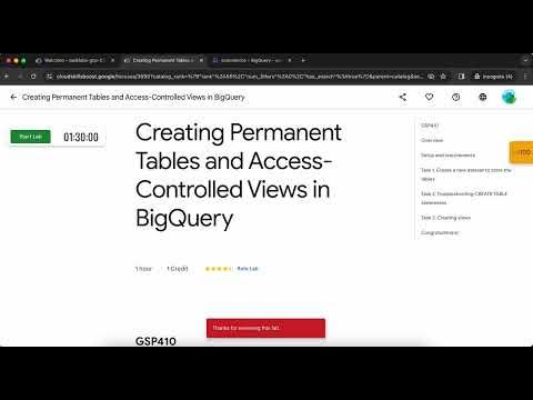 Creating Permanent Tables and Access-Controlled Views in BigQuery | GSP410 - YouTube