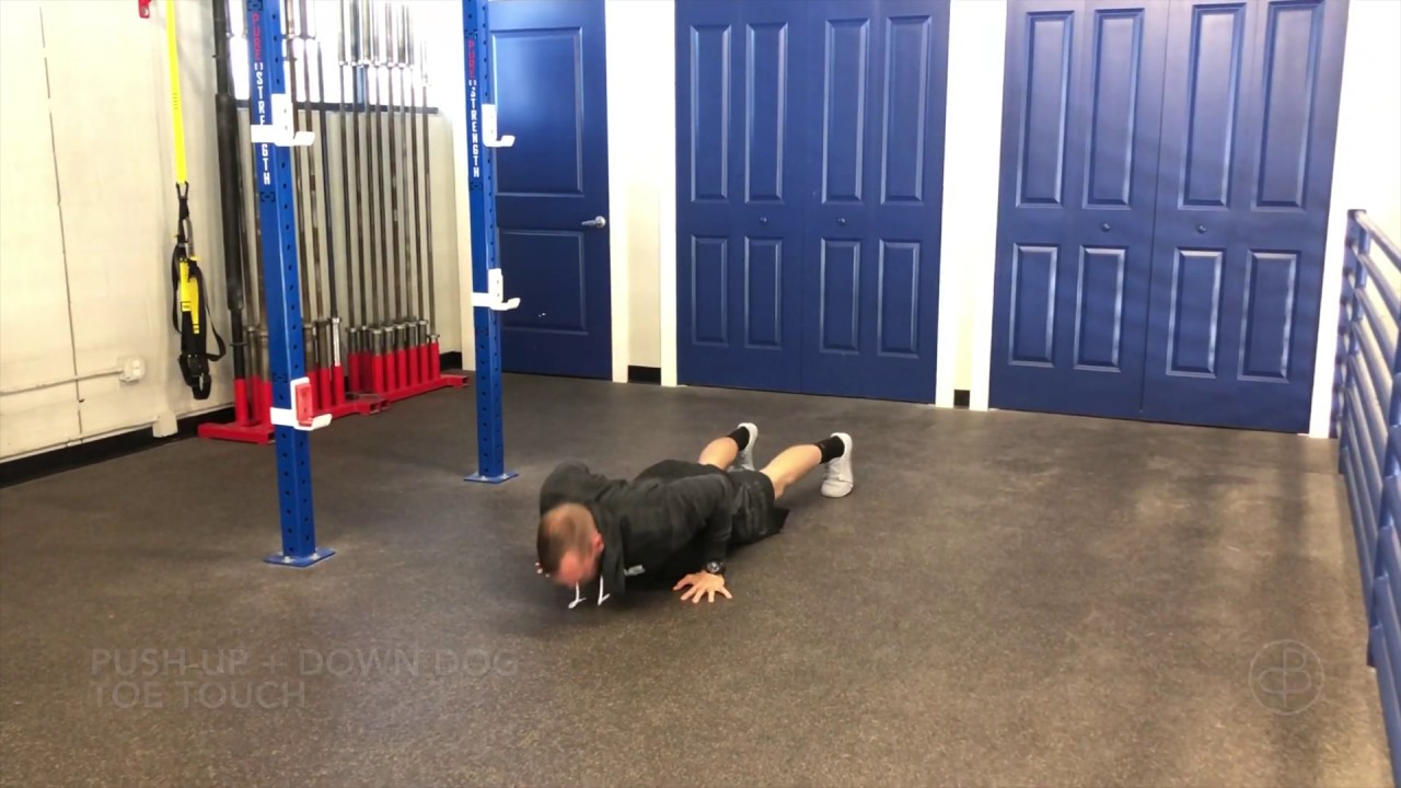 Push-up + Down Dog Toe Touch - YouTube