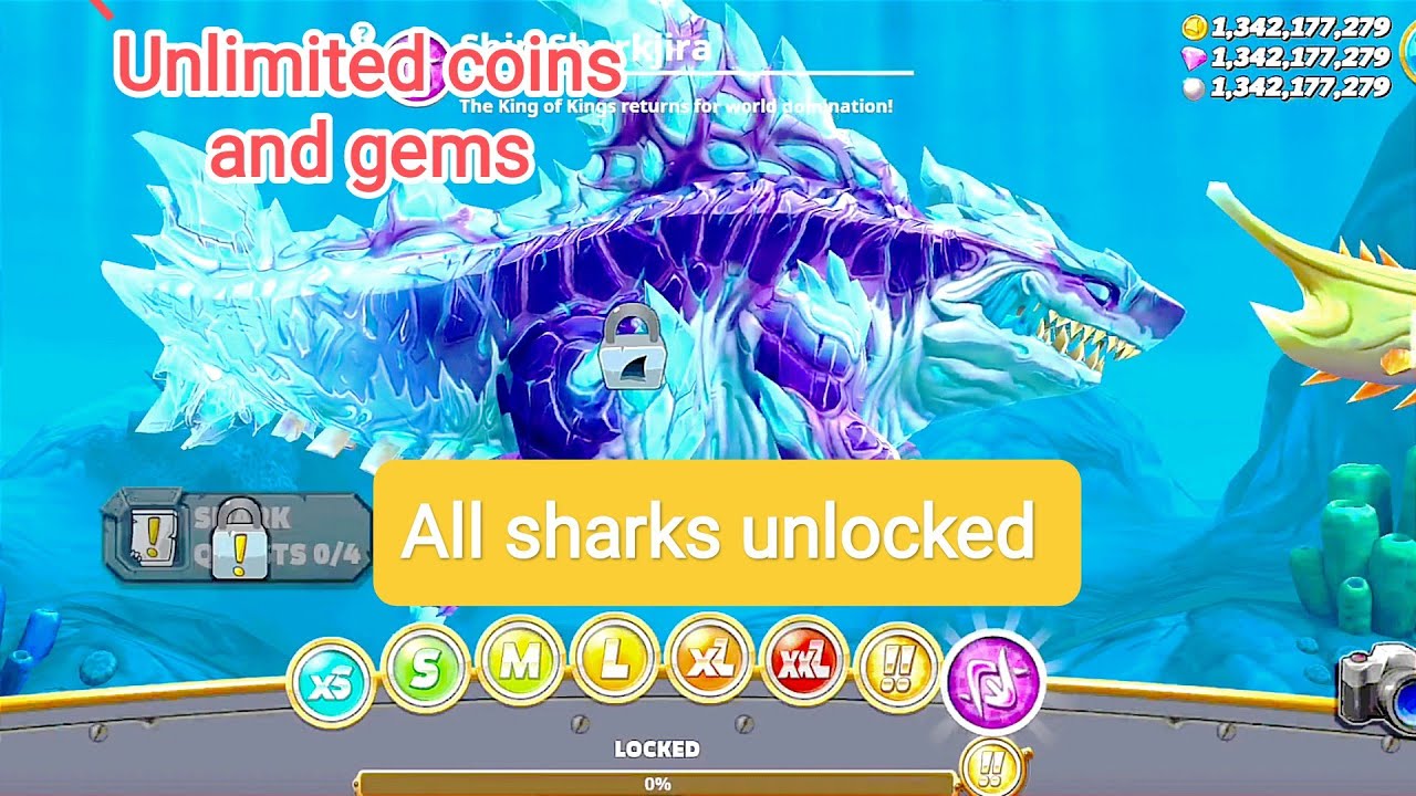 Unlocking all sharks in the hungry shark world. Unlimited gems and ...