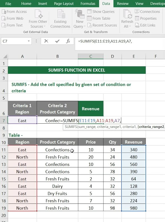 SUMIFS Function | Useful Excel Functions - YouTube