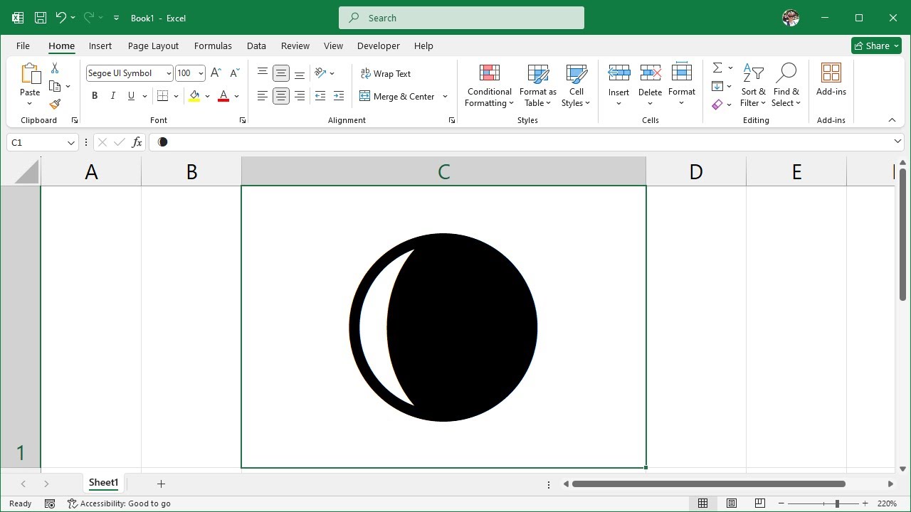 How to Insert the Waning Crescent Moon Symbol in Excel - YouTube