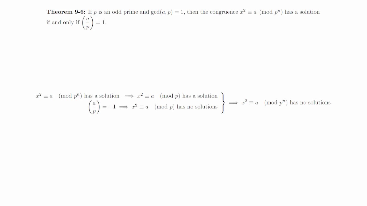 9 4 Applications of Quadratic Reciprocity - YouTube