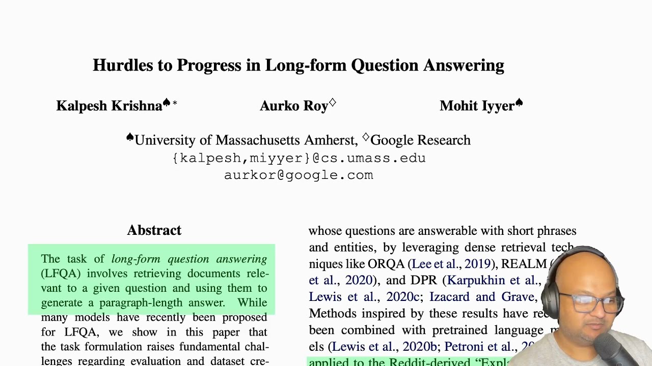 Hurdles in Long-form Question Answering with LLMs - YouTube