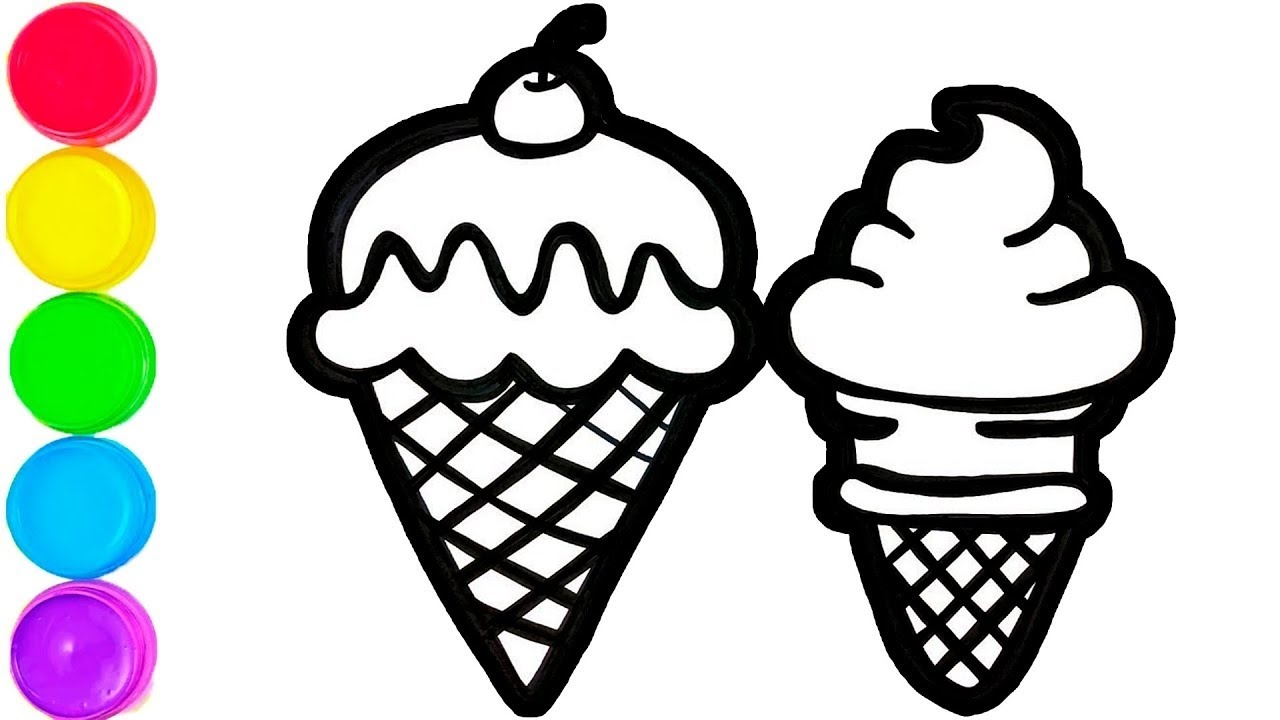 Ice cream drawing, softy, cup cake, coloring and painting for kids and ...