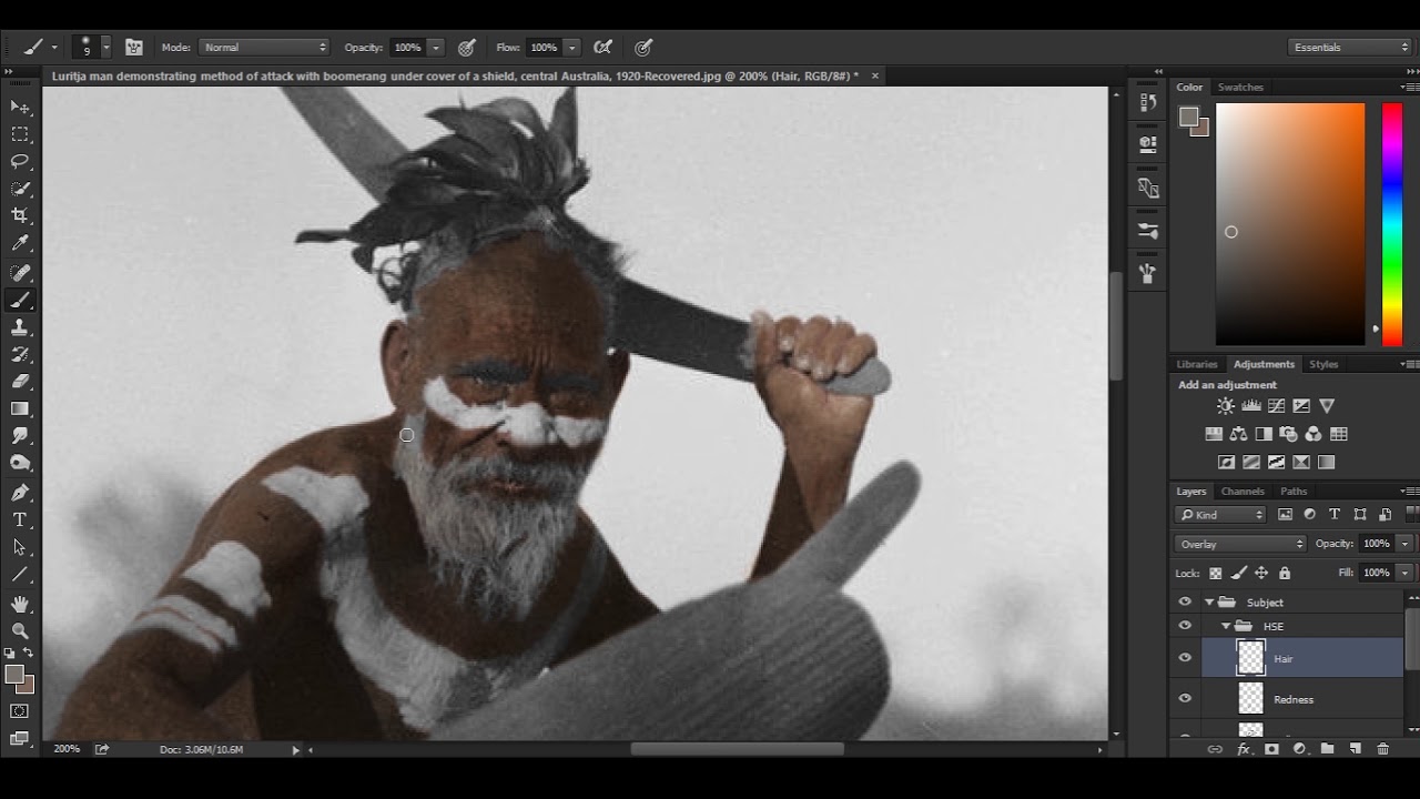Luritja Aboriginal with Boomerang and Shield | Speed Colour - YouTube