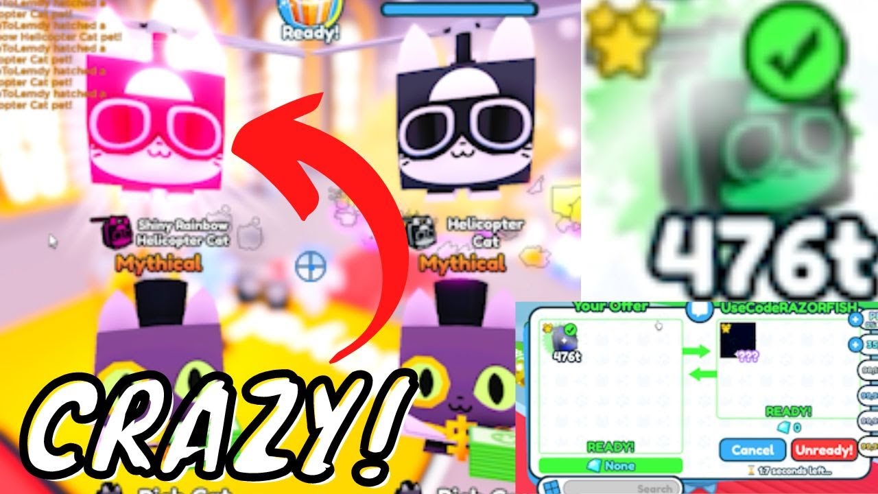 GETTING FIRST EVER SHINY RAINBOW HELICOPTER CAT AND TRADING IT PSX ...