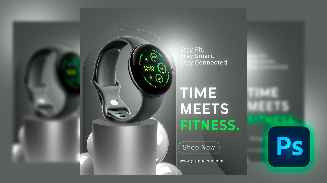 Smartwatch Ads Banner Design in Photoshop | Step-by-Step Tutorial - YouTube