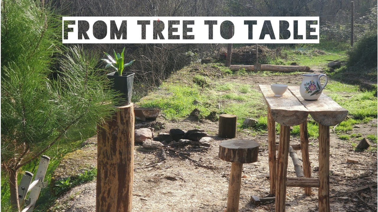 from tree to table: making log wood furniture - YouTube