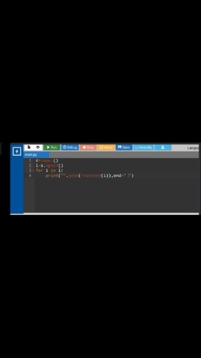 Reverse string (Hello World👉🏻olleH dlroW) #python #programming #code#viral#shortvideo # ...