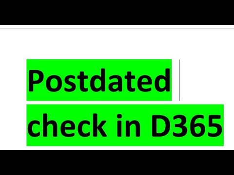 Post Dated Check in D365 - YouTube