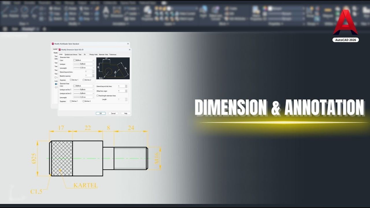AutoCAD 2D | Dimension & Annotation ( Tahap 9 ) - YouTube