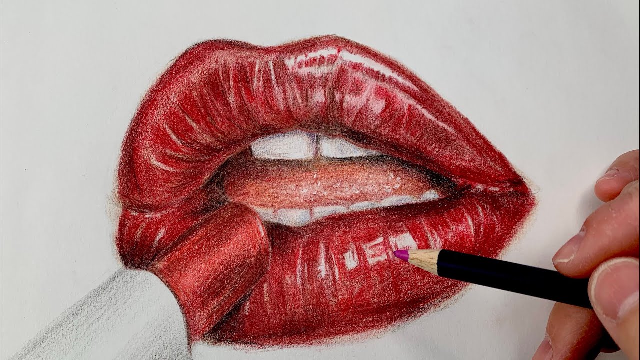 how to draw realistic lips with colored pencil step by step drawing ...