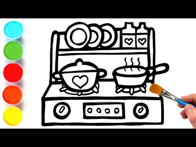 Kitchen Drawing, Painting and Coloring for Kids & Toddlers | Let's Draw ...