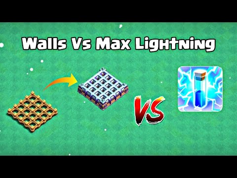 All Level Walls Vs Max Level Lightning Spell - Clash Of Clans - YouTube