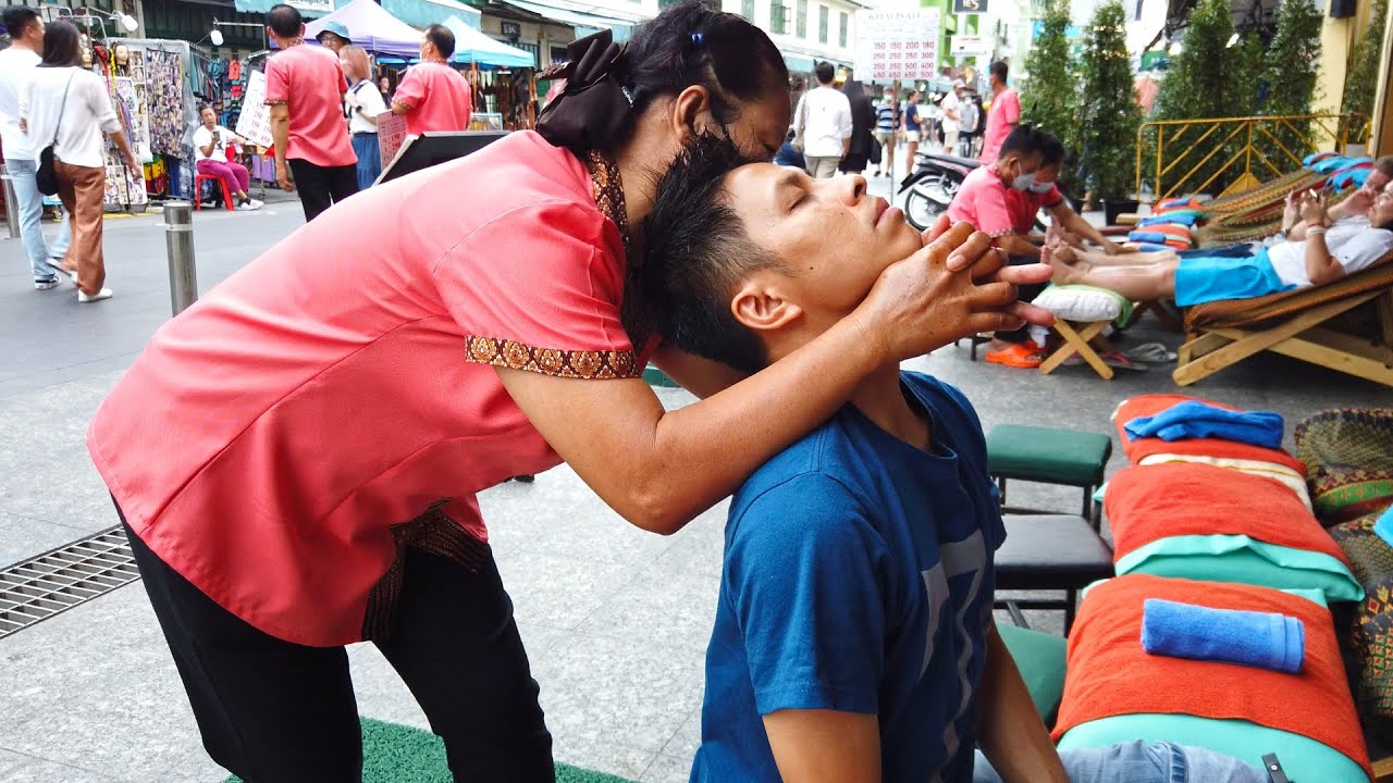 Most Popular Thai Street Massage On Khao San Road In Bangkok Thailand Youtube