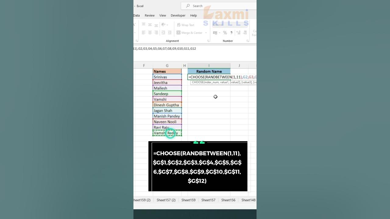 Random Text using Choose and Randbetween Functions MS Excel In Telugu | #msexcelshorts - YouTube