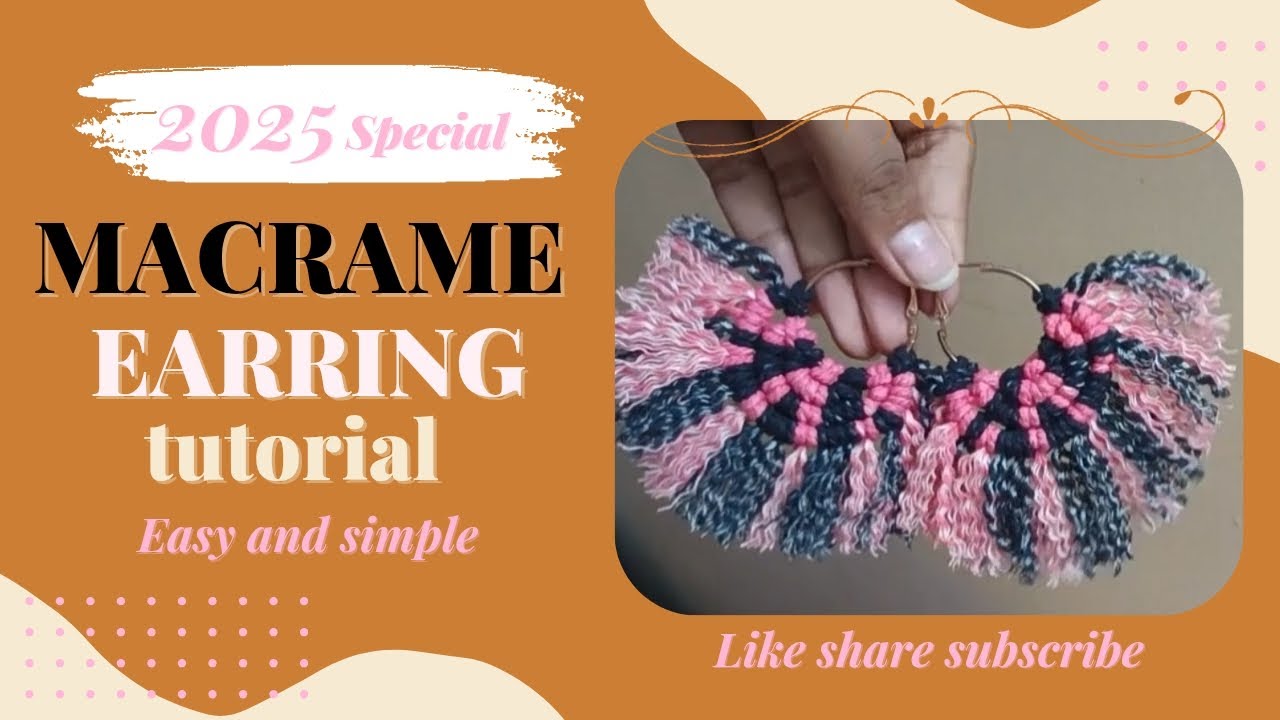 Easy macrame earning tutorial // DIY // #macrame #macrameearrings # ...