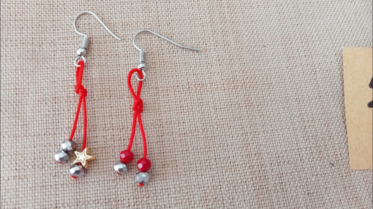 Diy Earrings Design, Red string Earrings Tutorial, Jewellery Making # ...