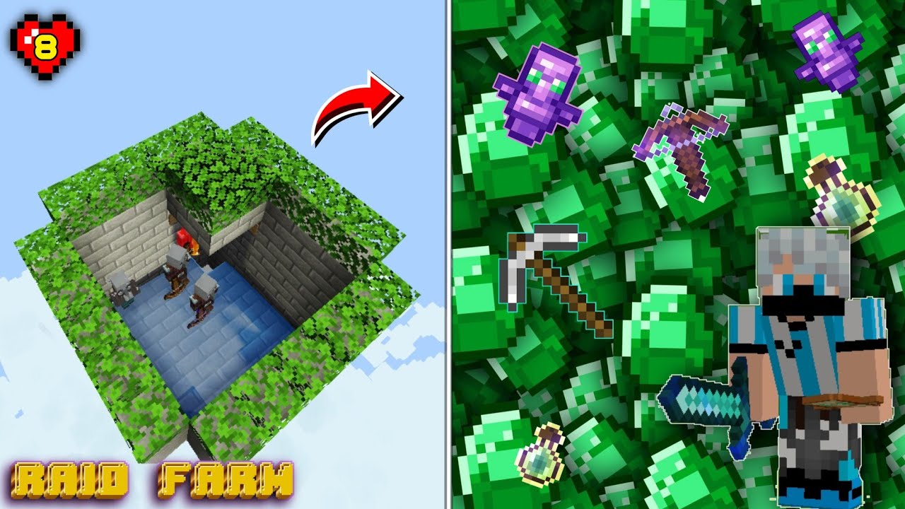 I BUILD MOST EASY RAID FARM OF MCPE || Best Raid Farm in Minecraft ...