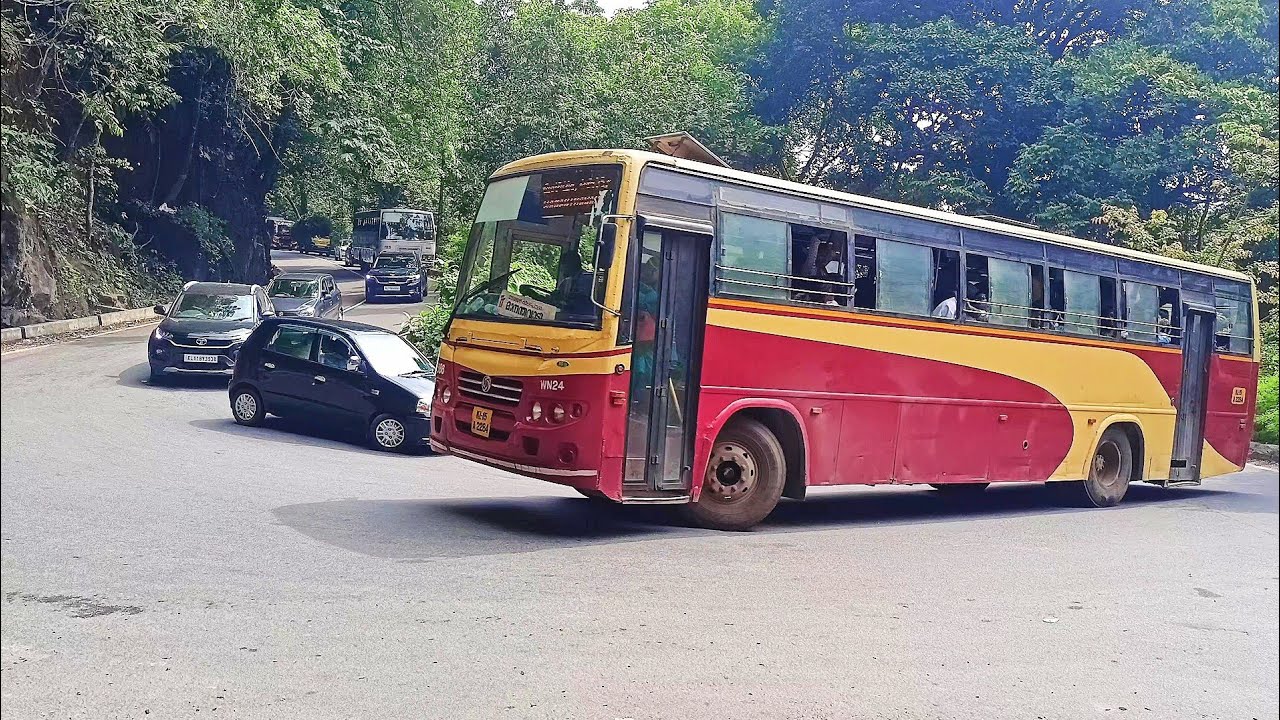 Kerala Rtc bus and cars Turning 7/9 Hairpinbend Thamarassery ghat Road ...