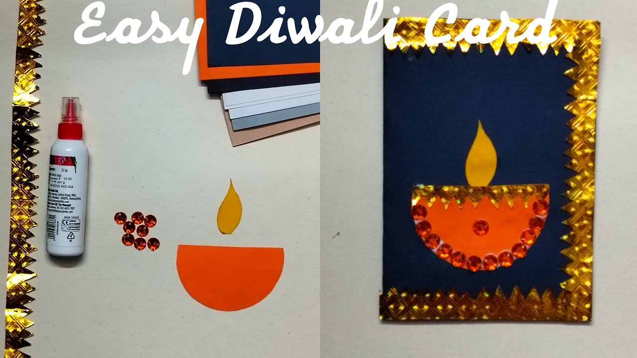 Easy Diwali Card Making for kids -2 - YouTube