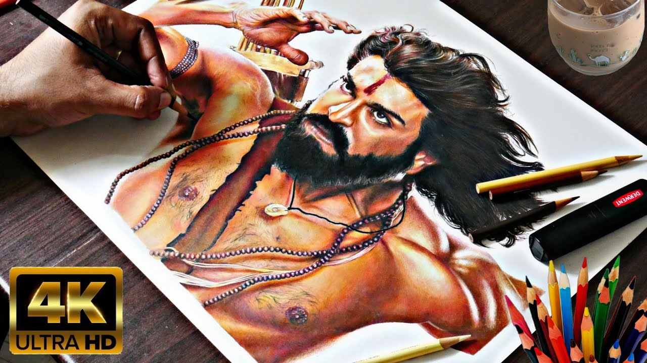 DRAWING RAM CHARAN AS RAMARAJU FROM RRR | RISE ROAR REVOLT COLORED ...