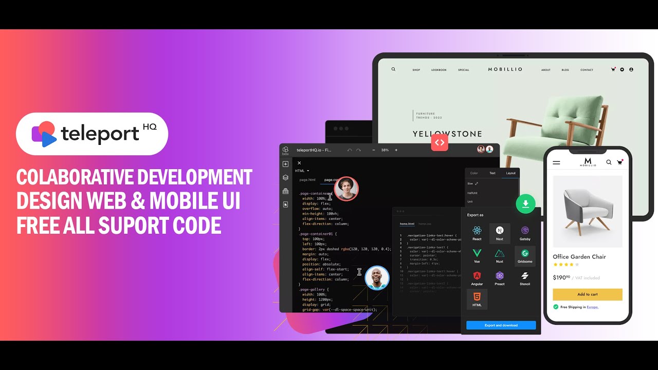 Teleport HQ : Konversi Hasil UI Desain Web ke Code Pemrograman + Export ...