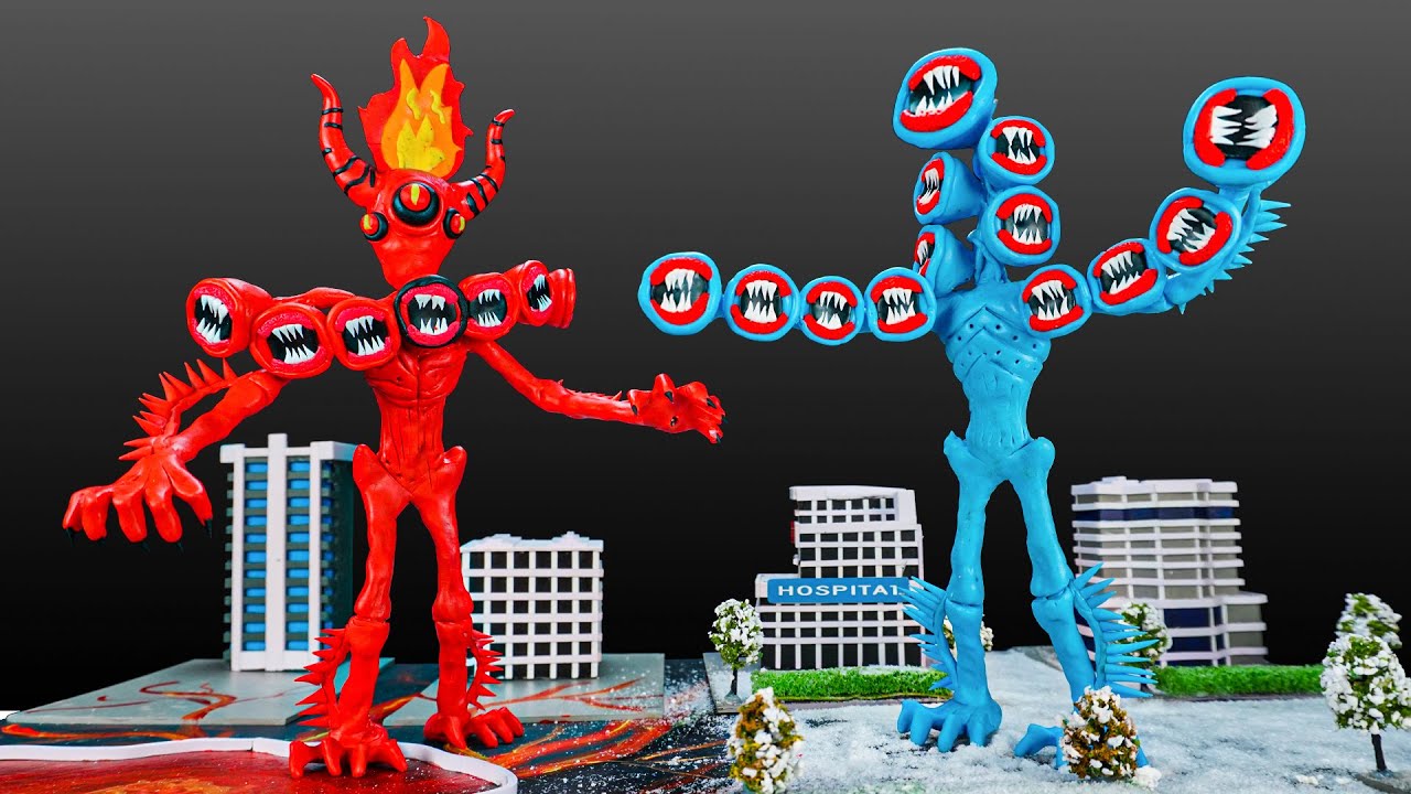 😬😬 FIRE SIREN HEAD vs ICE SIREN HEAD Sculptures With Clay | Trevor ...