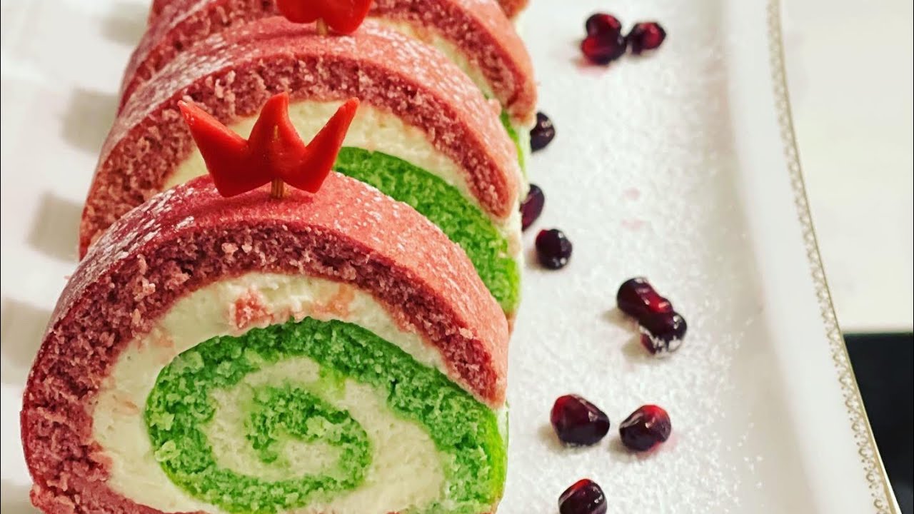 #آشپزی #خوشمزه #بهترین The best two color cream rouletteبهترین رولت ...