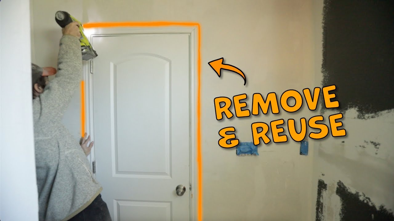 How to Remove and Reuse a Door and Door Trim | Bathroom Renovation ep ...