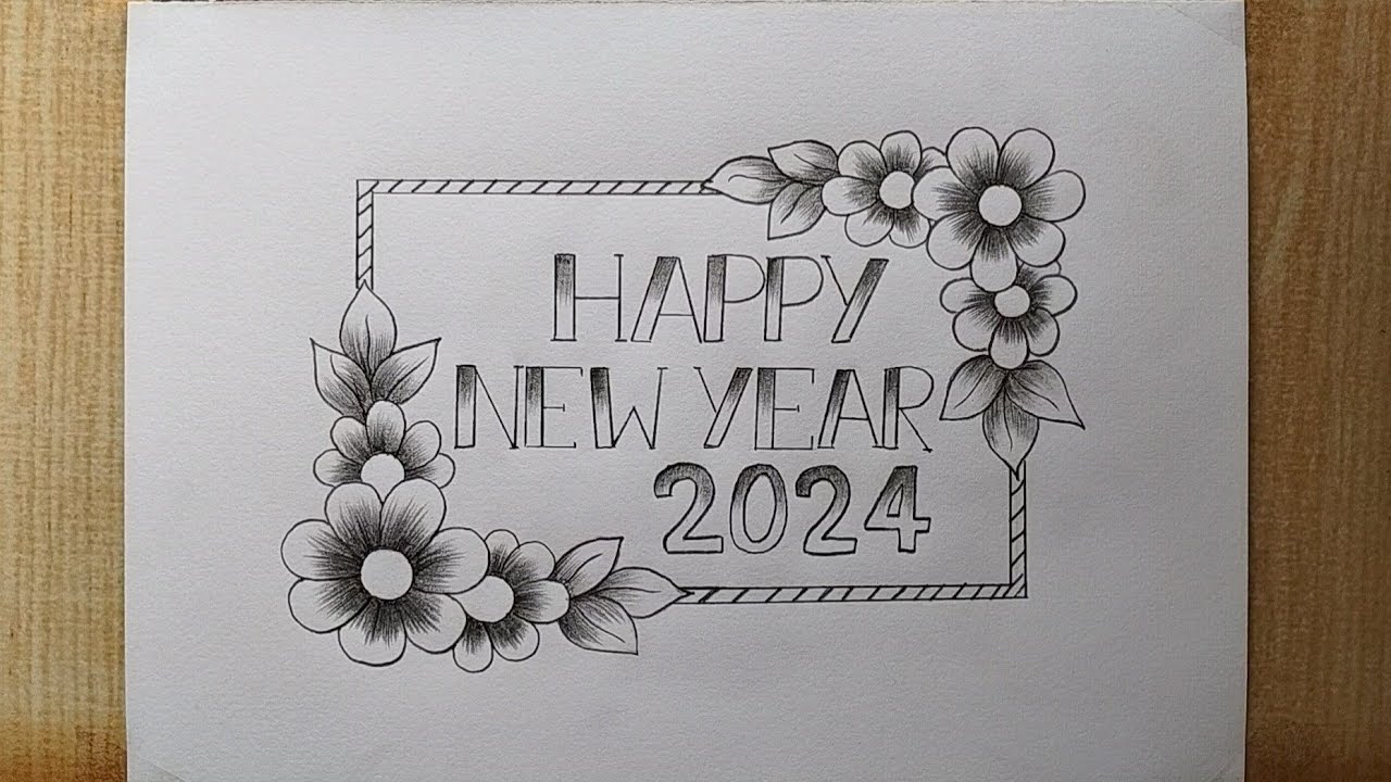 Happy New Year special drawing| New year 2024 drawing easy| New year ...