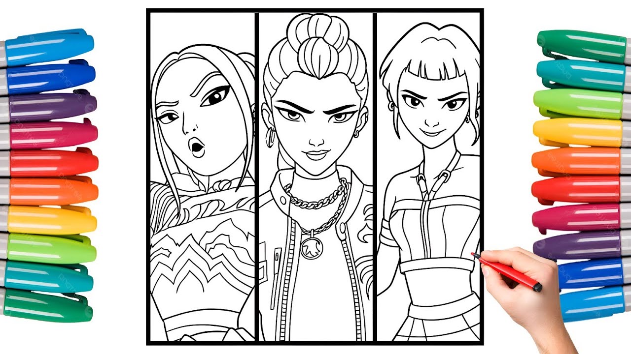 KPop Demon Hunters Huntrix - Easy & Fun Coloring Rumi Zoey and Mira ...