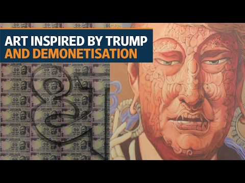 Art inspired by Trump and demonetisation at India Art Fair - YouTube