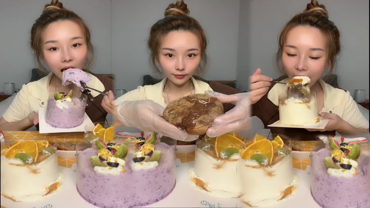 ASMR MUKANG DESSERT | Eating Bread And Cream Cake - YouTube