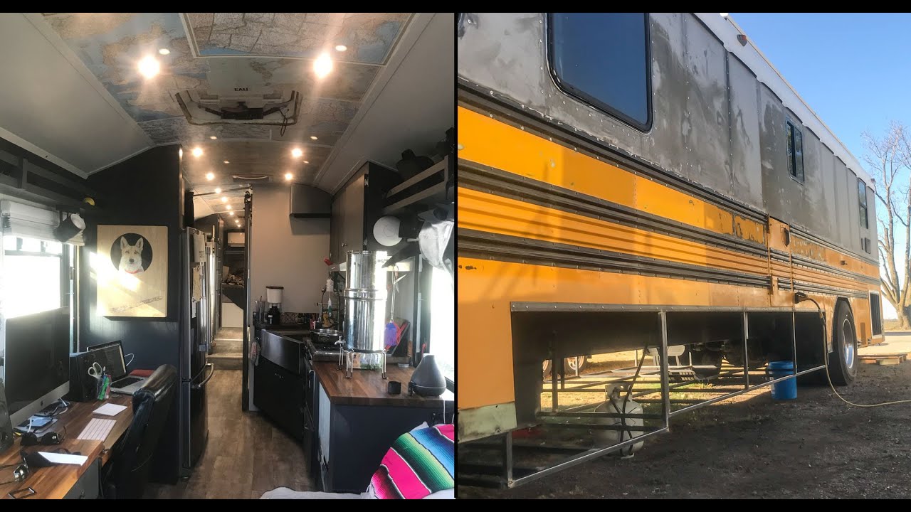 Skoolie Ceiling Finished & Underbay Storage Construction Begins - YouTube