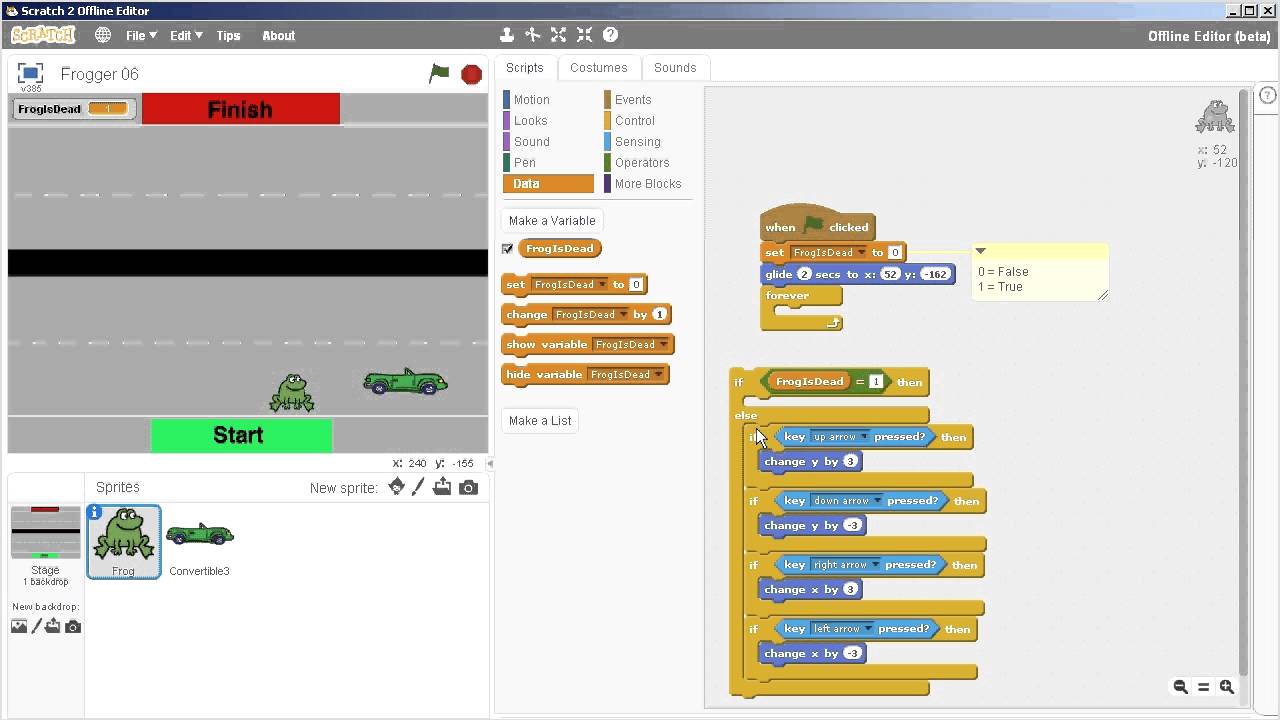 Scratch 2 - Frogger 06 - Frog Dies and Comes Back to Life - YouTube
