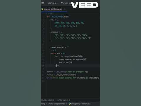 Integer to Roman Convertor #shorts #python#array#code#coding#integers#roman#numbers # ...