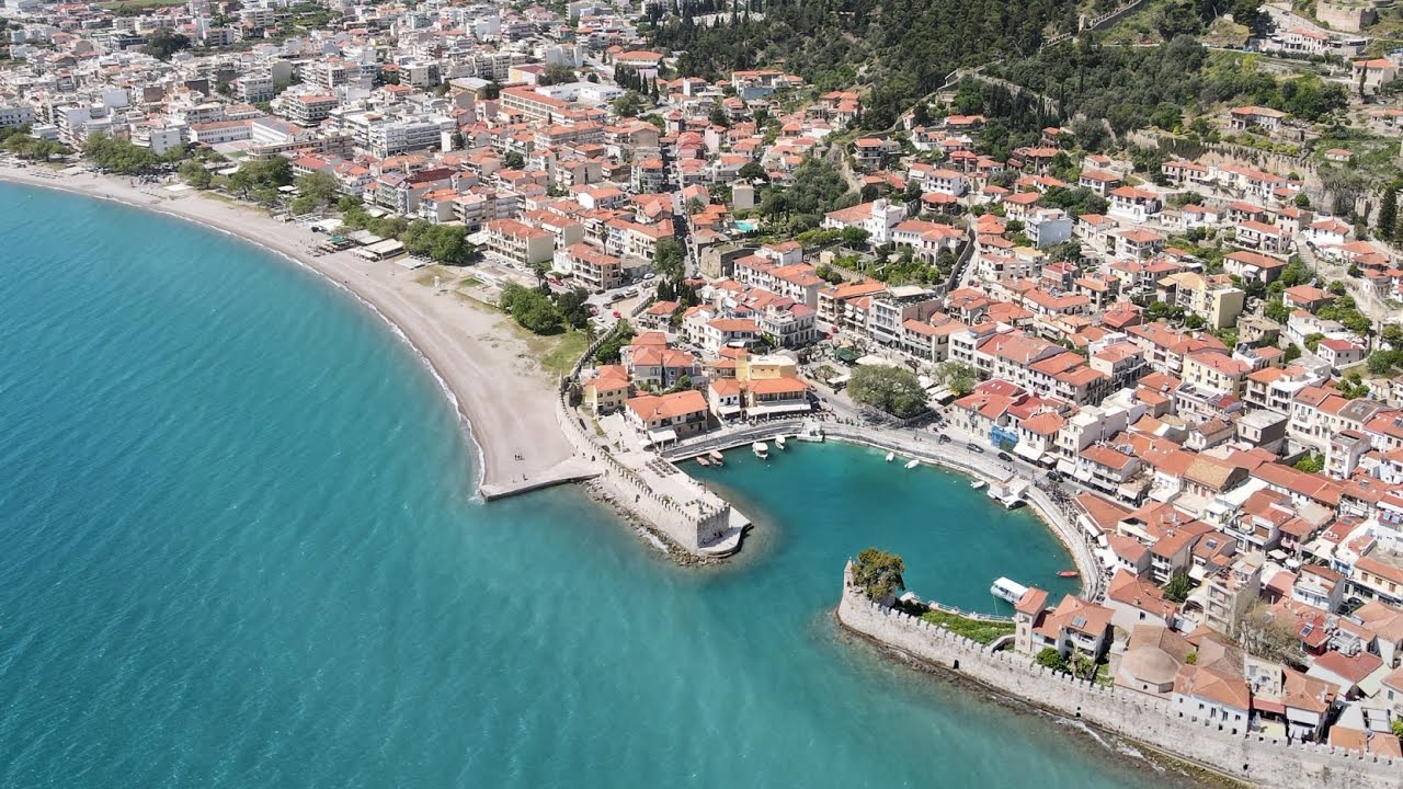 Ναύπακτος ένα πανέμορφο μέρος και μια μαγική εικόνα από ψηλά - YouTube