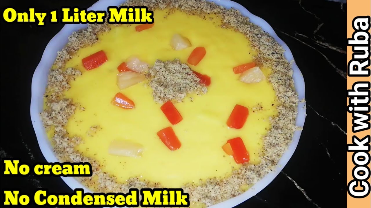 No Cream & Condensed Milk Dessert Recipe | 1 Liter Custard Recipe ...