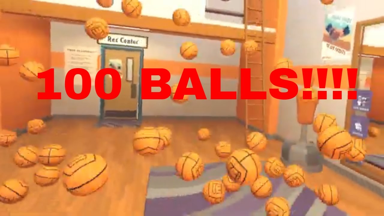 100 basketballs in rec room - YouTube